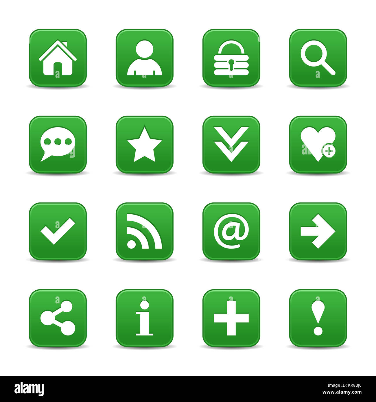 Grün satin Symbol web-Taste mit weißer grundlegende Zeichen ...