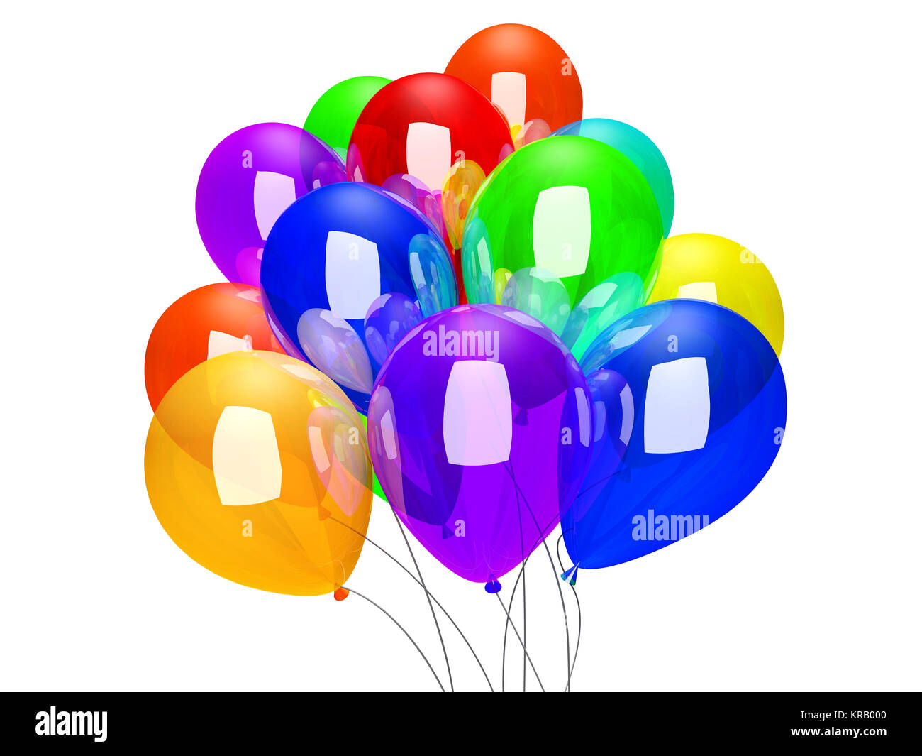 Luftballons isoliert auf einem weißen Hintergrund. 3D-Bild dargestellt ...
