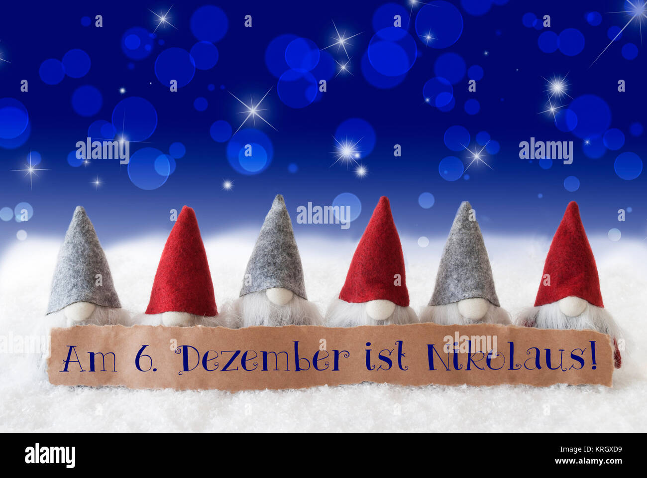 Etikett mit deutschem Text am 6. Dezember ist Nikolaus bedeutet ...
