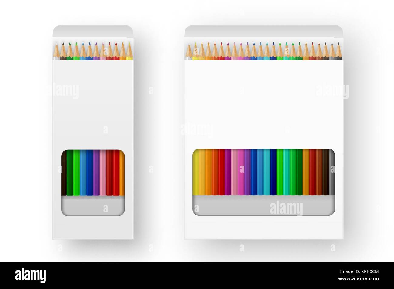 Vektor realistische Kasten Buntstifte Icon Set closeup auf weißem ...