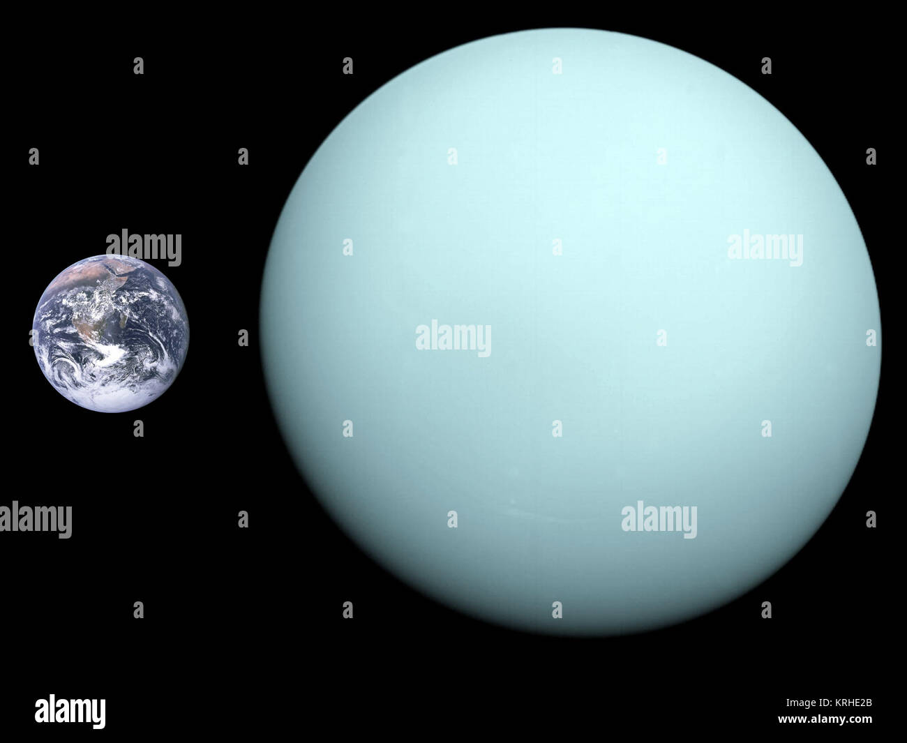 Uranus, der Erde Größe Vergleich 2 Stockfotografie - Alamy