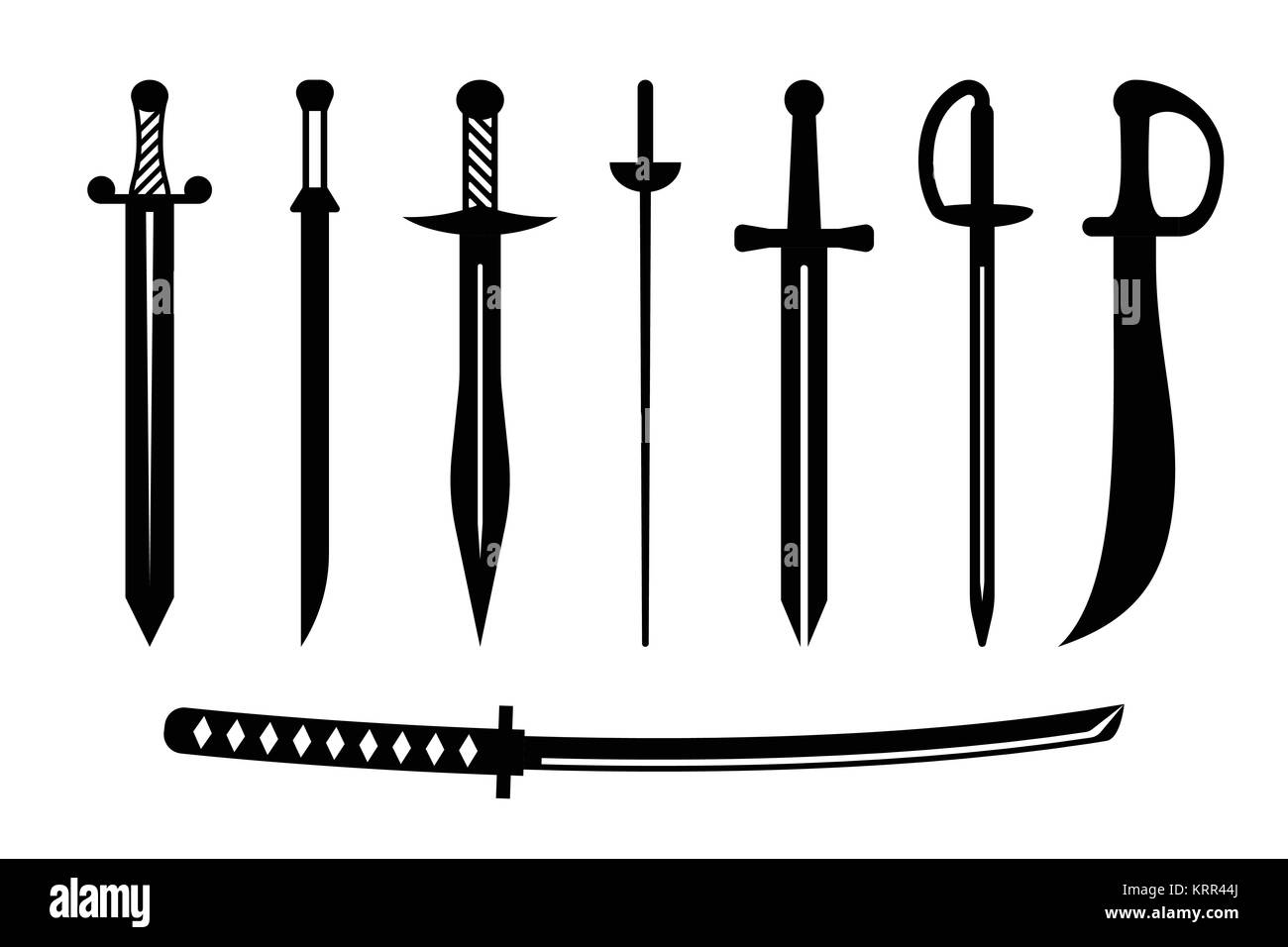Vektor militärische Schwert alte Waffe design Silhouette Stock ...
