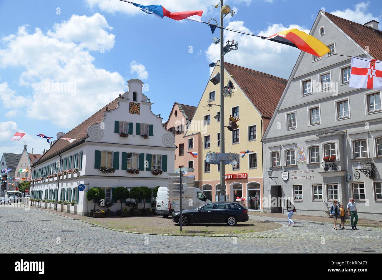 Der Hauptplatz (Stadtplatz) Aichach (Schwaben/Bayern/Deutschland ...