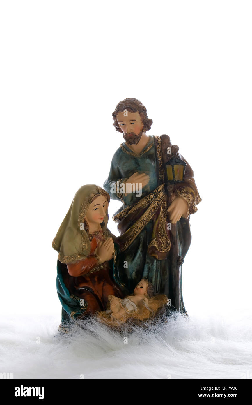 Josef und Maria mit Jesus Kind in der Krippe Stockfotografie - Alamy