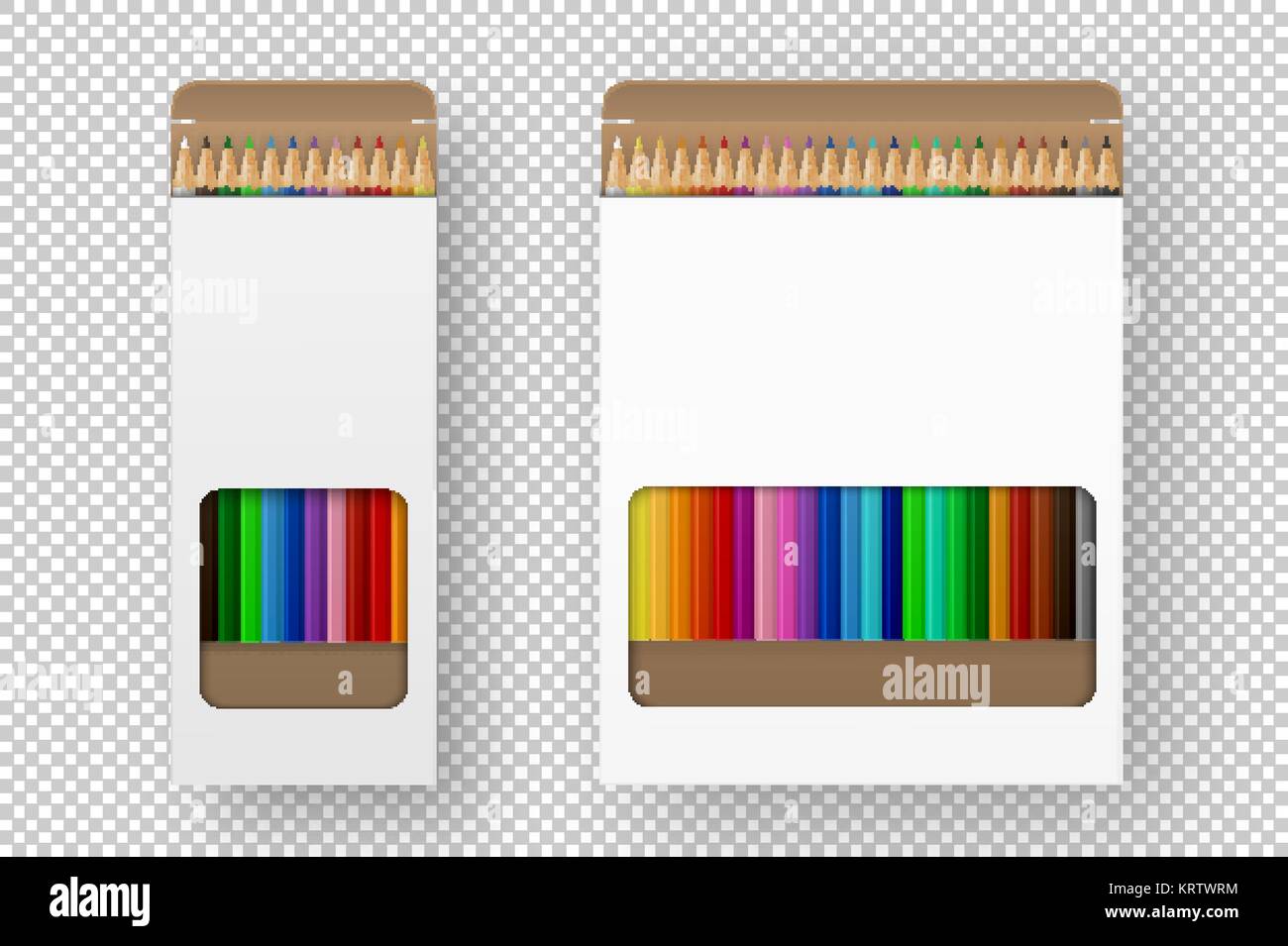 Vektor realistische Kasten Buntstifte Icon Set closeup auf weißem ...