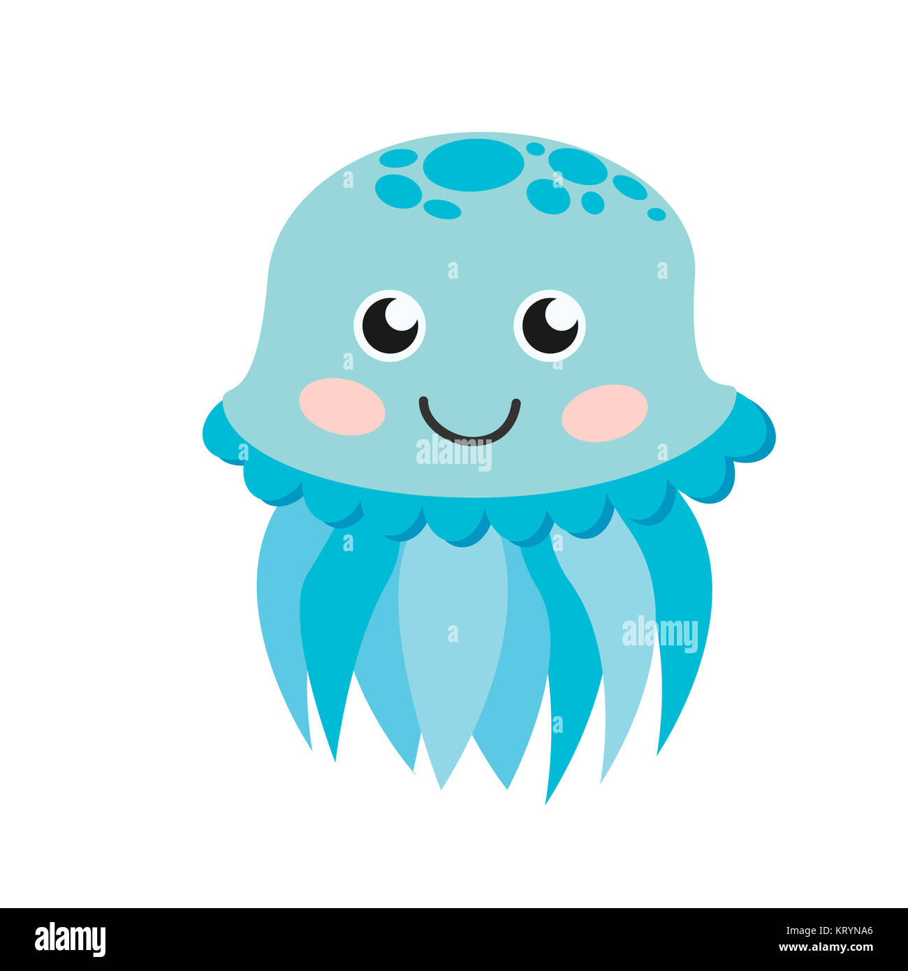 Niedliche glückliche Quallen cartoon Charakter Meer Tier Vektor ...