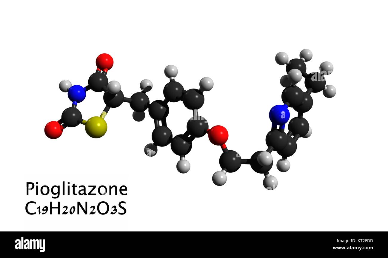 Molekül von Pioglitazon (Actos, glustin), ein verschreibungspflichtiges ...