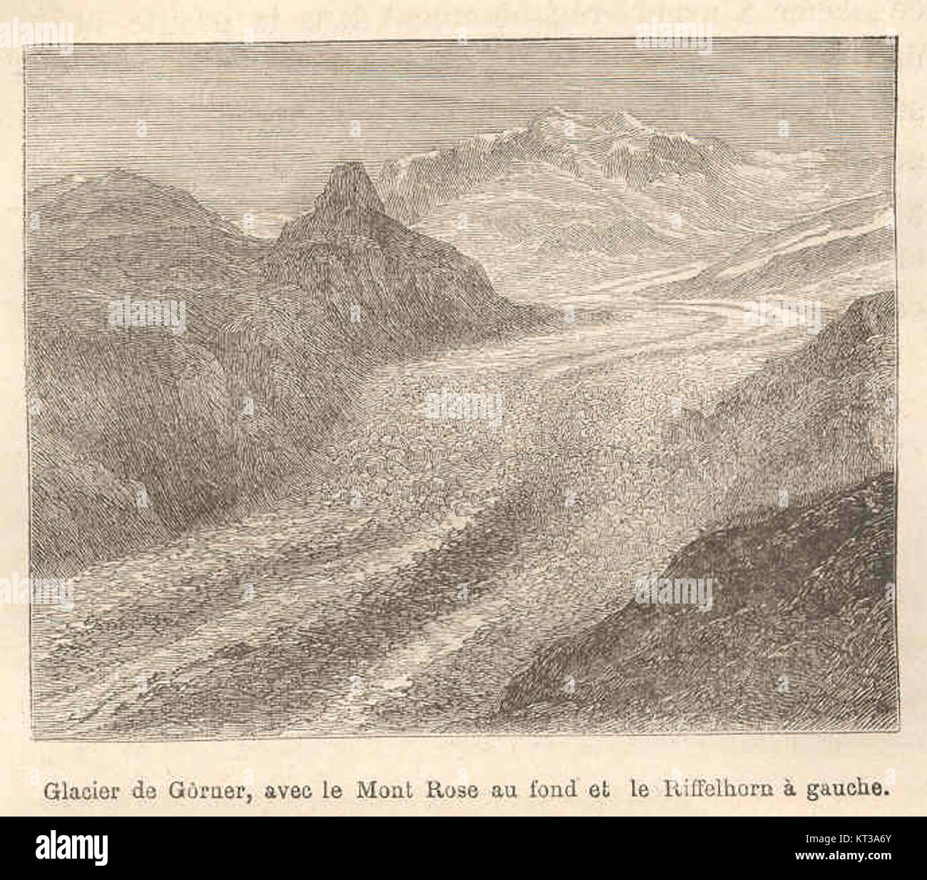 Der Gorner-Gletscher, der sich in der Schweiz befindet, ist in diesem ...