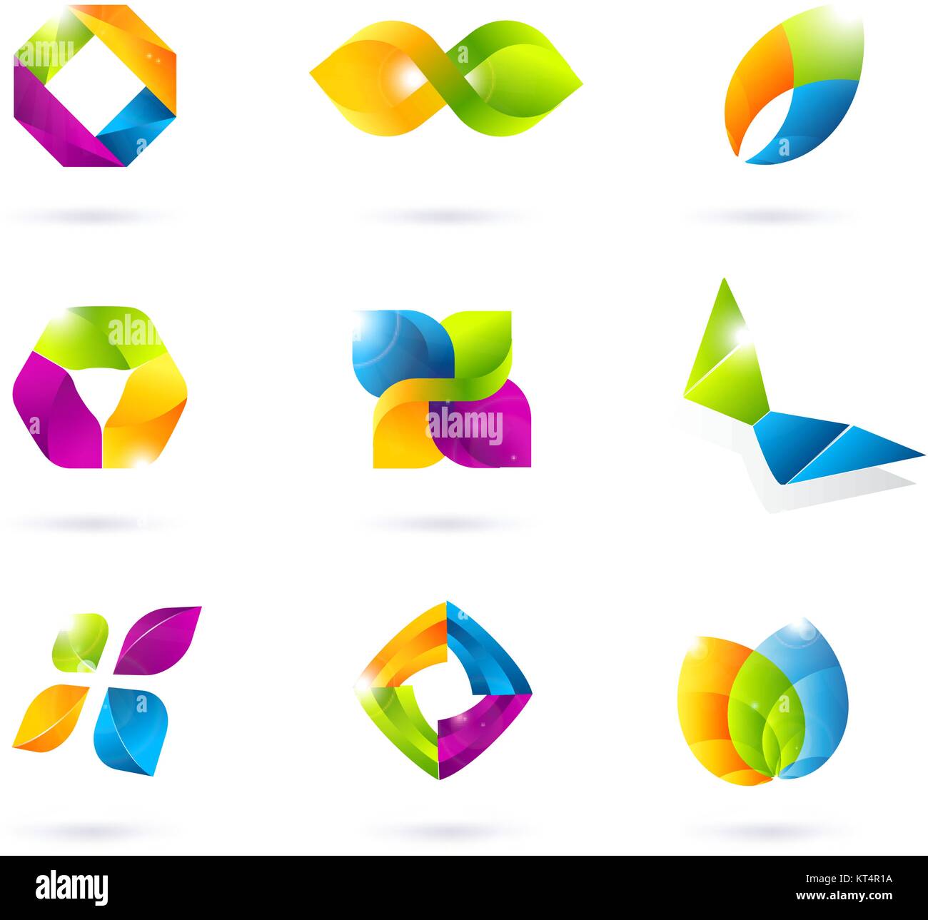 Satz von Symbol und Formen. Trendige Icons und Logos. Geschäft Zeichen ...