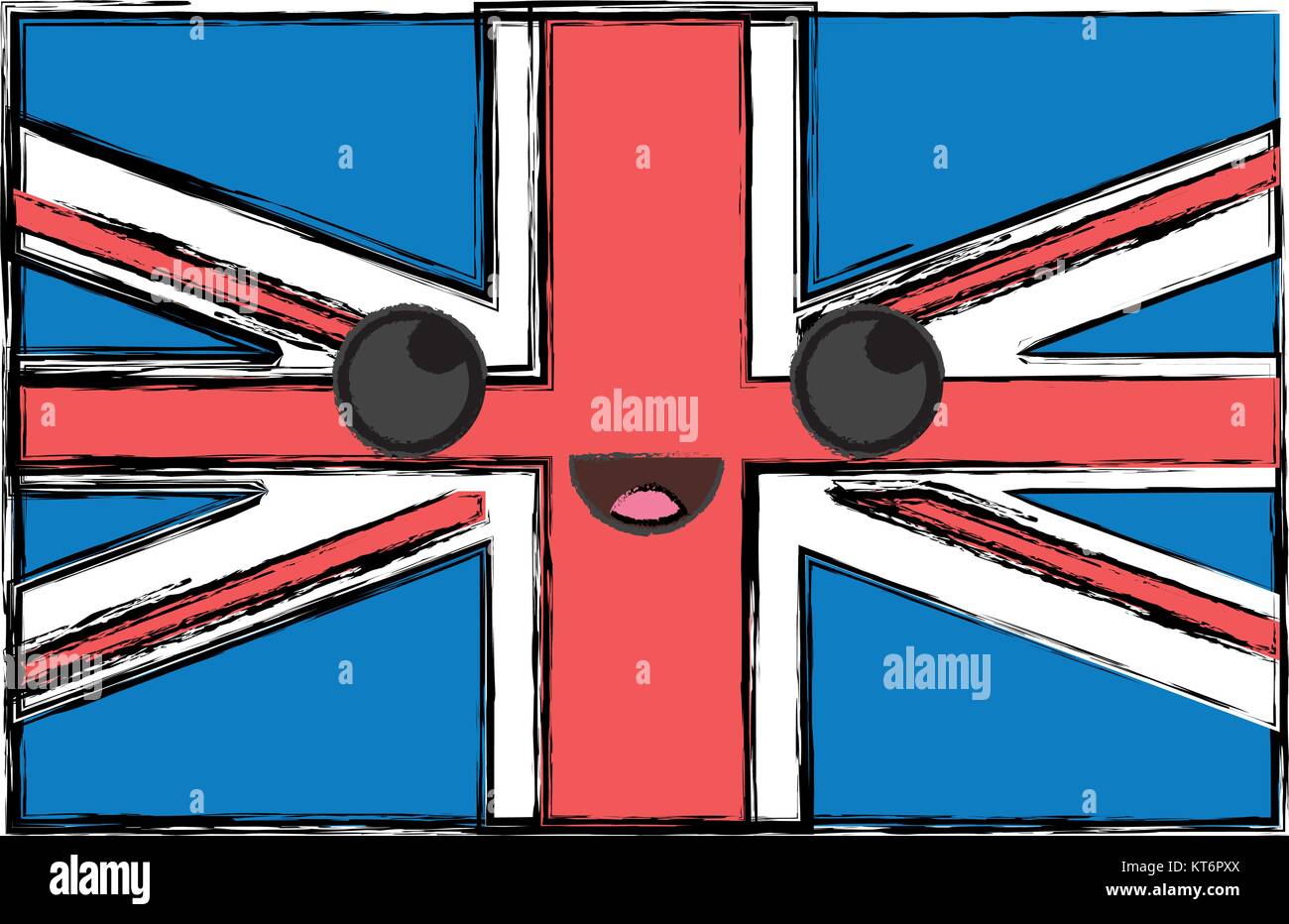 Kawaii Union Jack Flagge Vector Illustration Stock-Vektorgrafik - Alamy