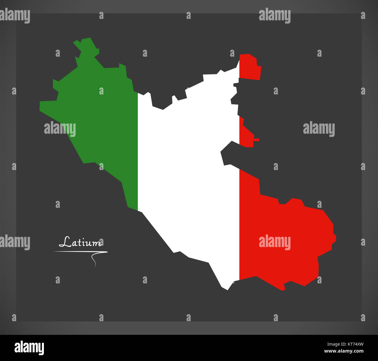 Latium-Karte mit Abbildung der italienischen Nationalflagge ...