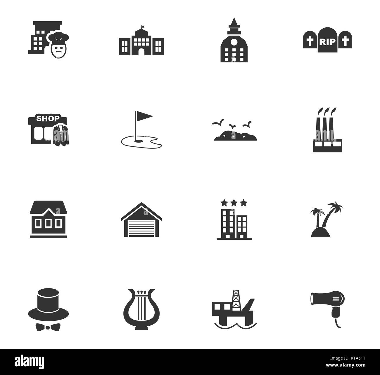 Die Infrastruktur der Stadt Symbole gesetzt Stockfotografie - Alamy