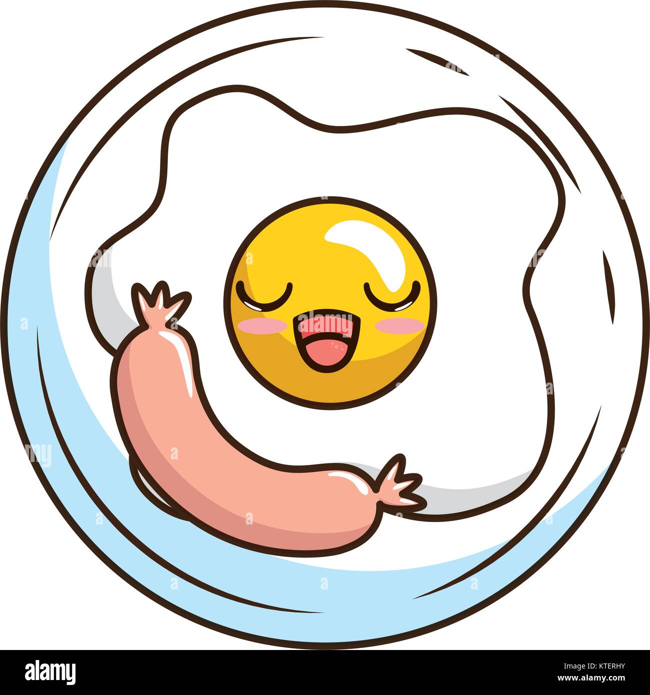 Spiegelei und Wurst kawaii Charakter Vector Illustration Design Stock ...