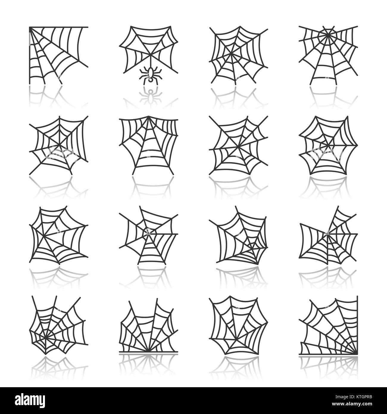 Spinnennetz schwarz dünne Linie mit Reflexion Icon Set. Cobweb Vektor ... Spinnennetz schwarz dünne Linie mit Reflexion Icon Set. Cobweb Vektor ...