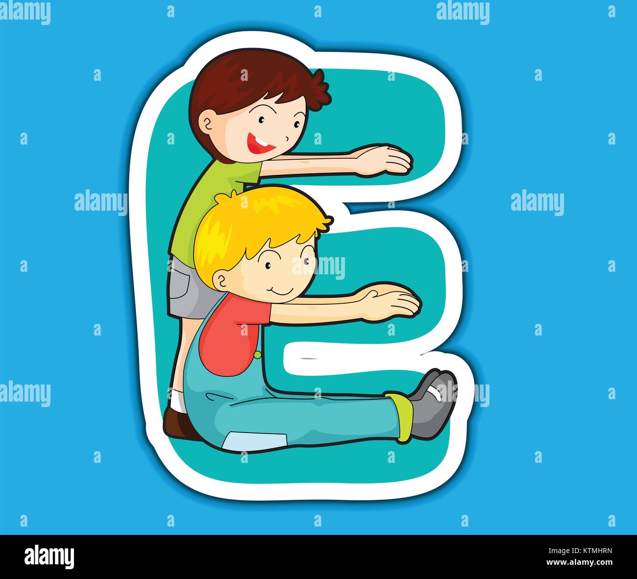 Illustrated Alphabet Buchstaben Serie mit Kindern Stock-Vektorgrafik ...