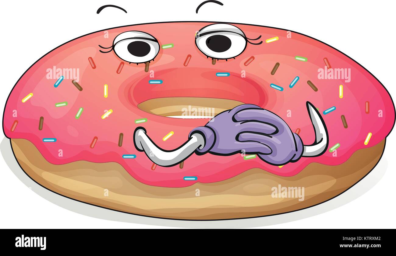 Abbildung: einen Krapfen in der Platte auf weißem Hintergrund Stock ...