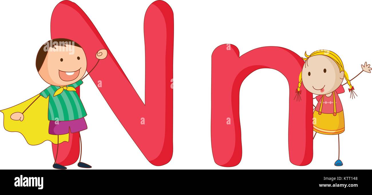 Abbildung: Kinder in einem Buchstaben des Alphabets Stock-Vektorgrafik ...