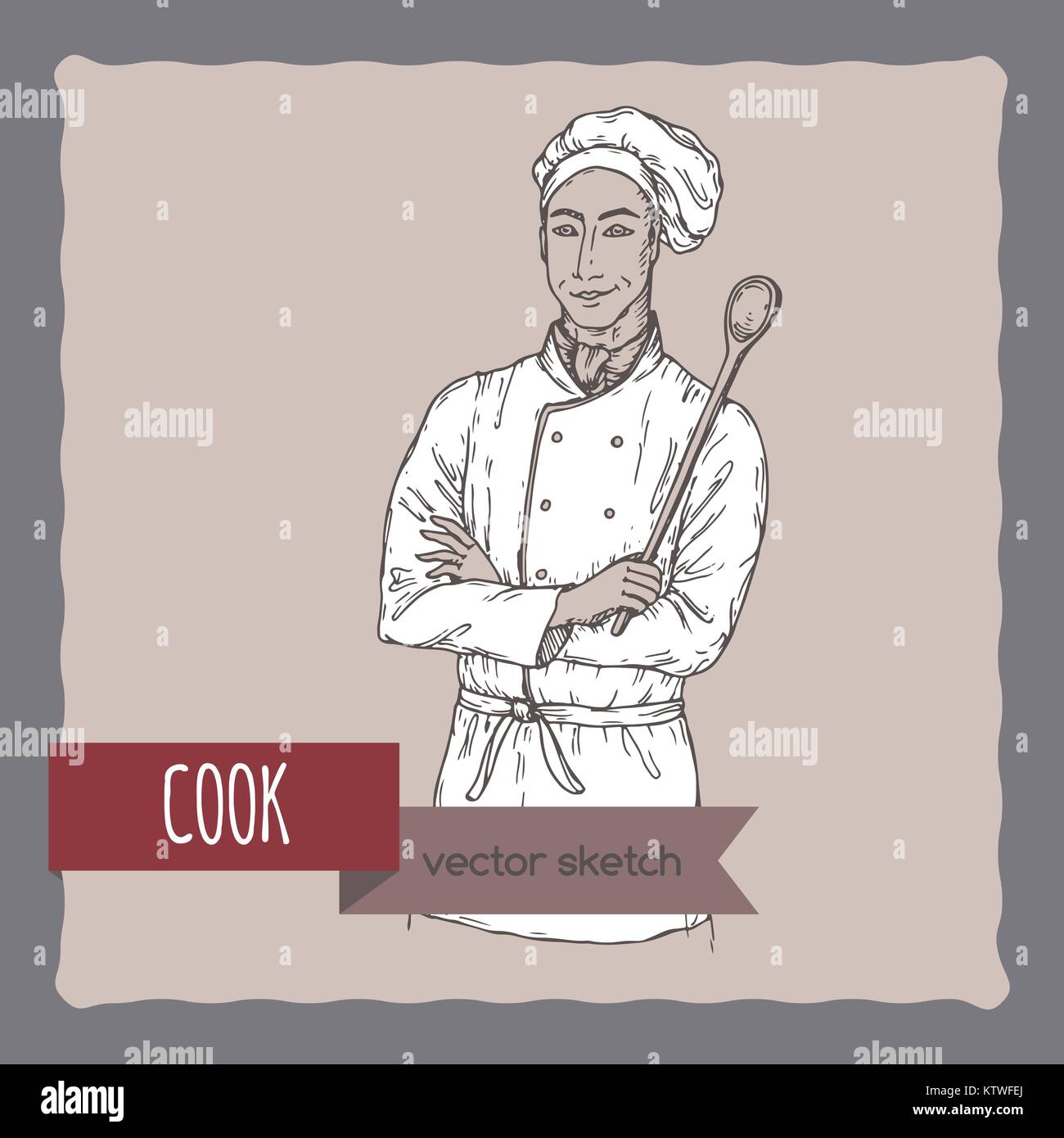 Cook Hand gezeichnet Vektor Skizze Stock-Vektorgrafik - Alamy