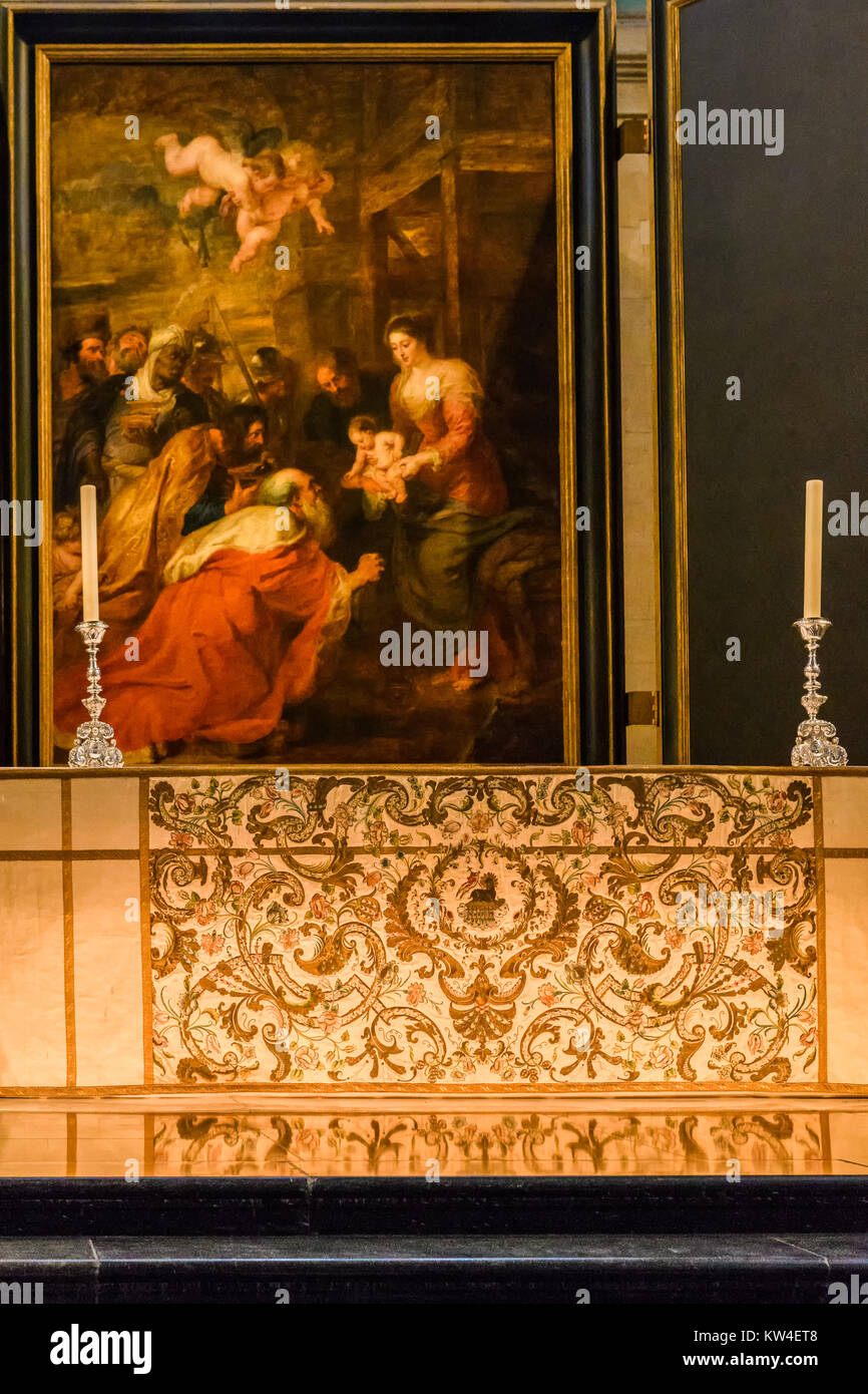 'Anbetung der Könige' Gemälde von Rubens hinter dem Altar in der ...
