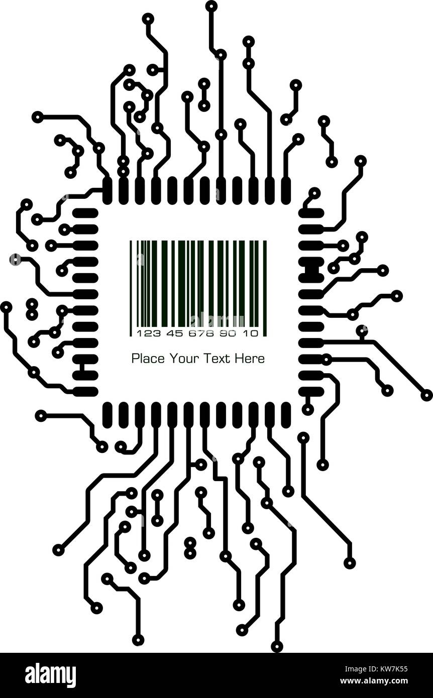Barcode mit Rahmen Rahmen in PCB-Layout Stil. Vector Illustration Stock ...