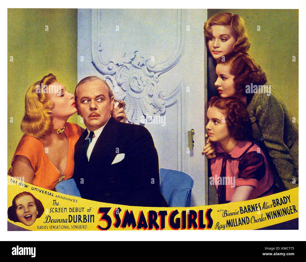 Drei SMART GIRLS, US lobbycard, von links: Binnie Barnes, Charles ...