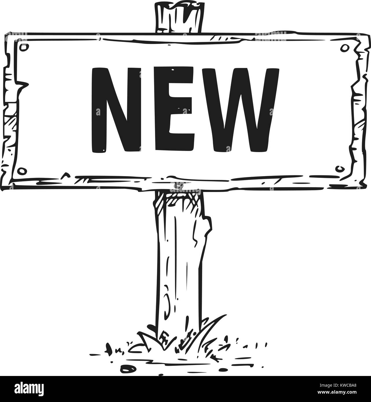 Vektor Zeichnung der Holz- Schild mit Business Text neu Stock ...