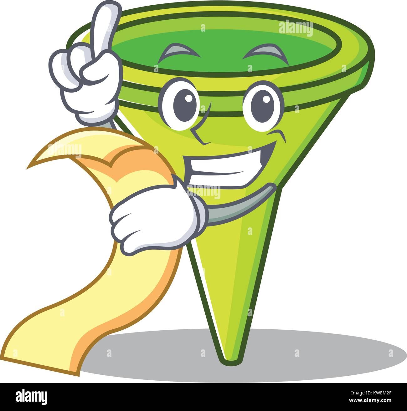 Mit menü Charakter Cartoon Stil Trichter Stock-Vektorgrafik - Alamy