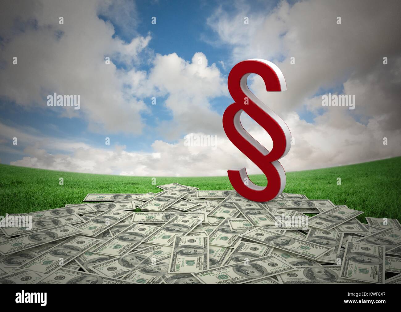 3D-Abschnitt Symbol mit Geldscheine und Himmel Stockfotografie - Alamy