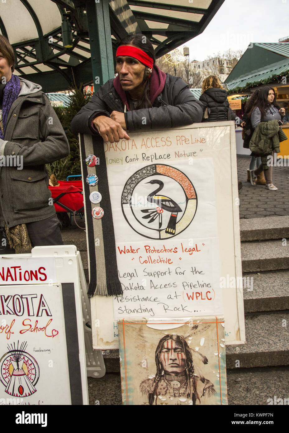 Native American Mann von der Lakota Nation in North Dakota; befürwortet ...