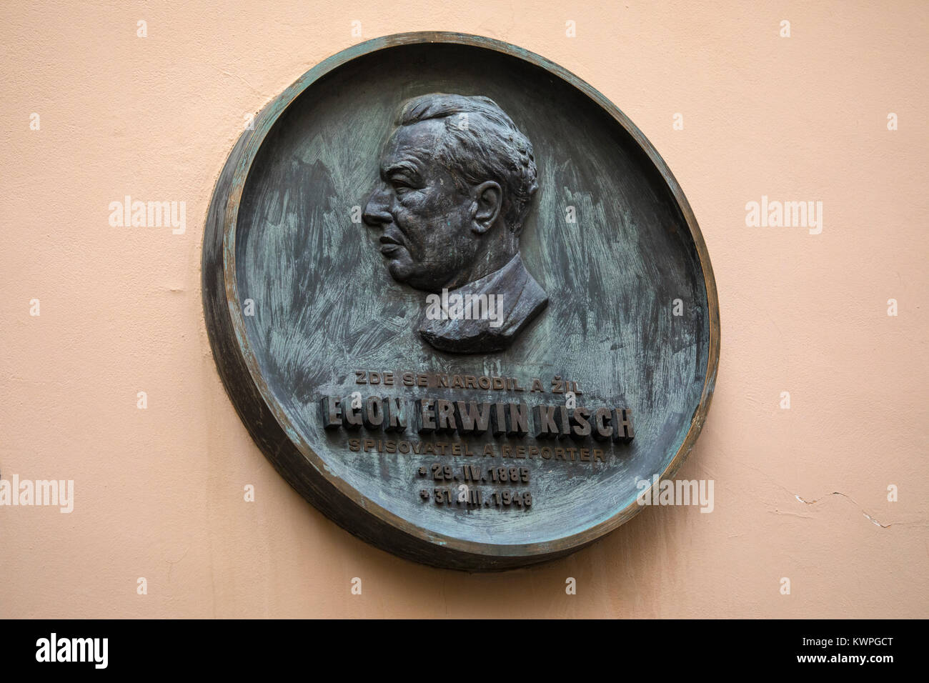 Prag, tschechische Republik - 23. Dezember 2017: eine Plakette markiert ...