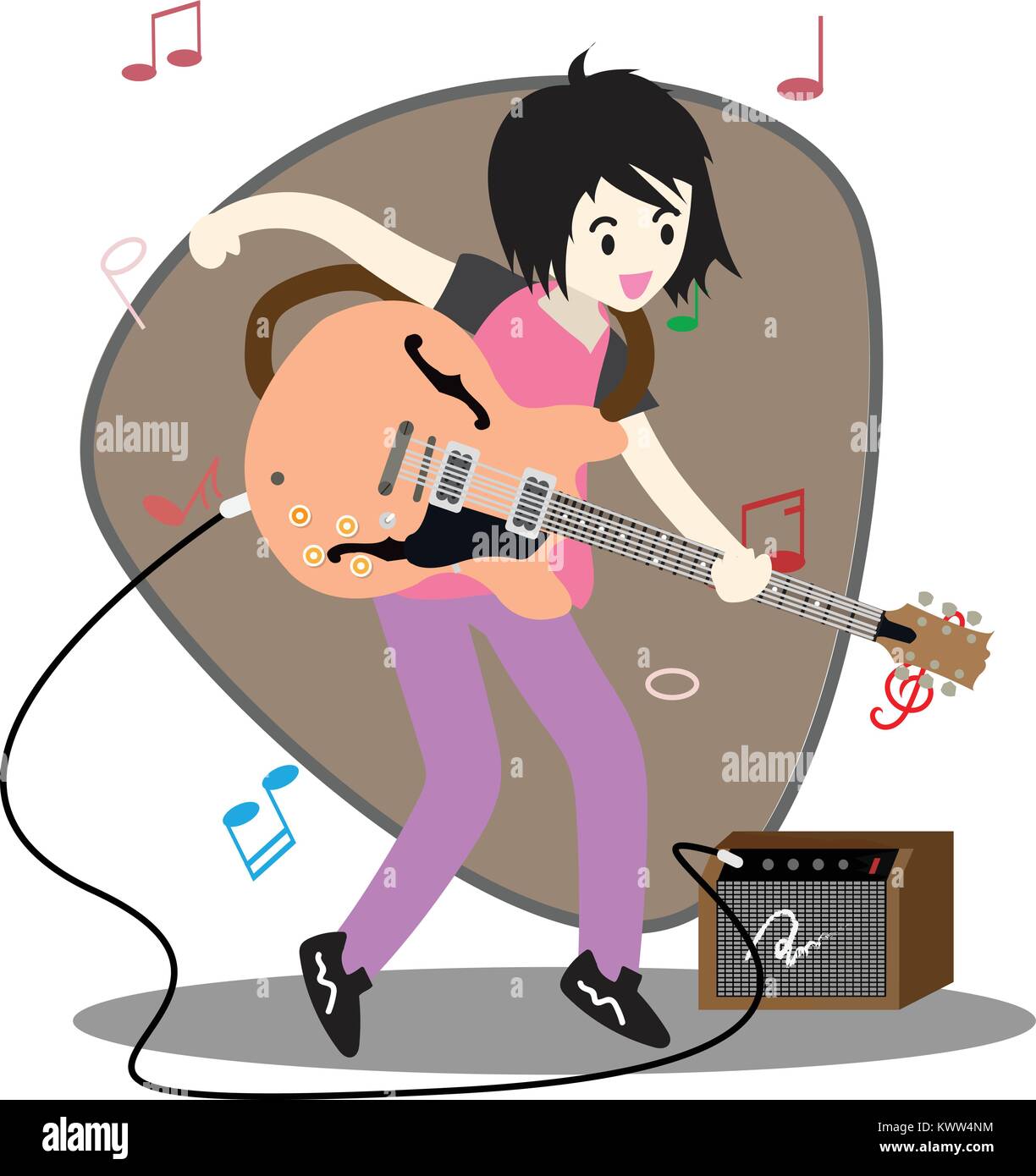 Junge Junge spielt Gitarre glücklich Liebe Musik Hintergrund Charakter ...