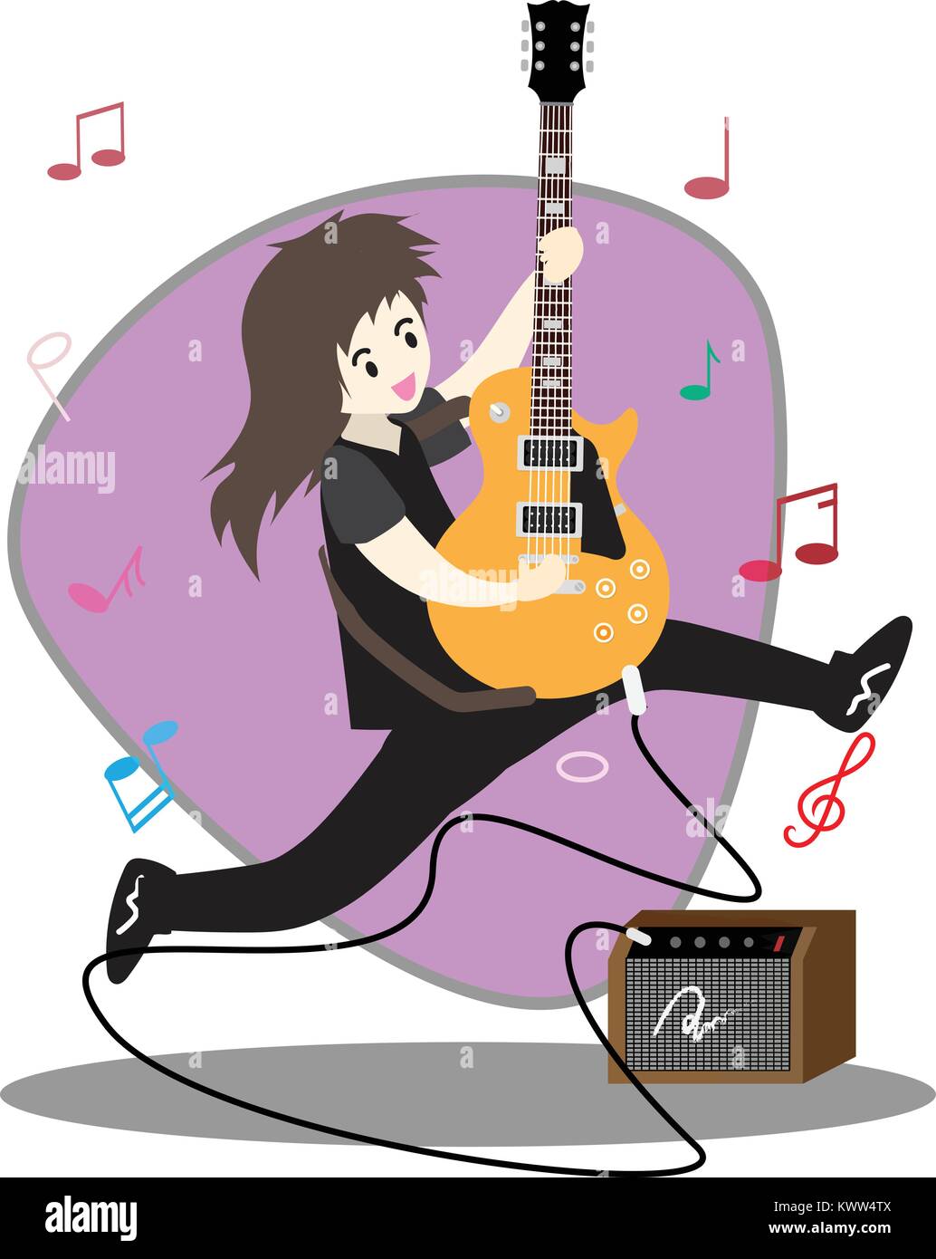 Junge Junge spielt Gitarre glücklich Liebe Musik Hintergrund Charakter ...