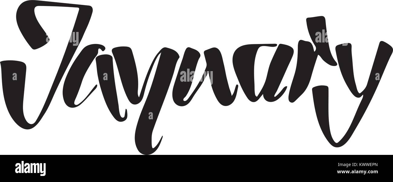 Januar Monat - hand Schriftzug Inschrift zu entwerfen, schwarze und ...