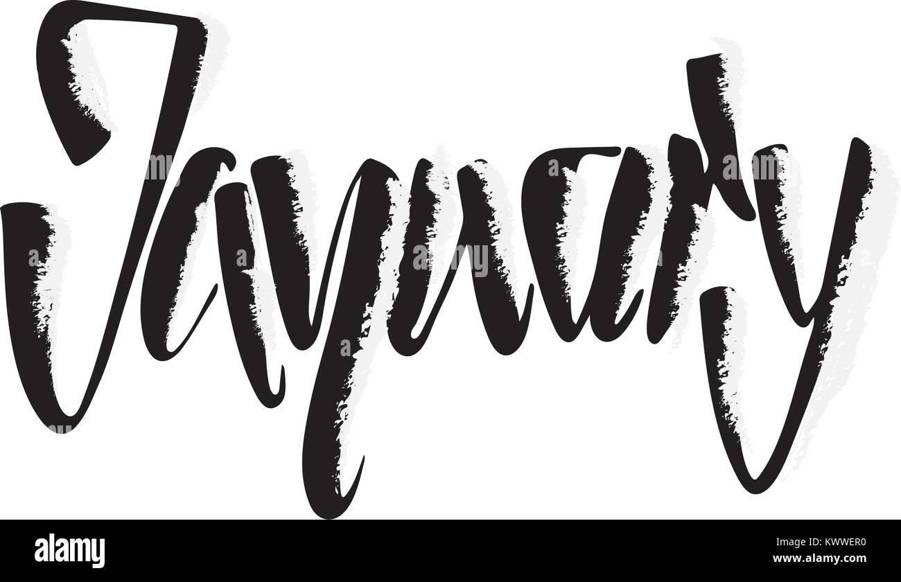 Januar Monat - hand Schriftzug Inschrift zu entwerfen, schwarze und ...