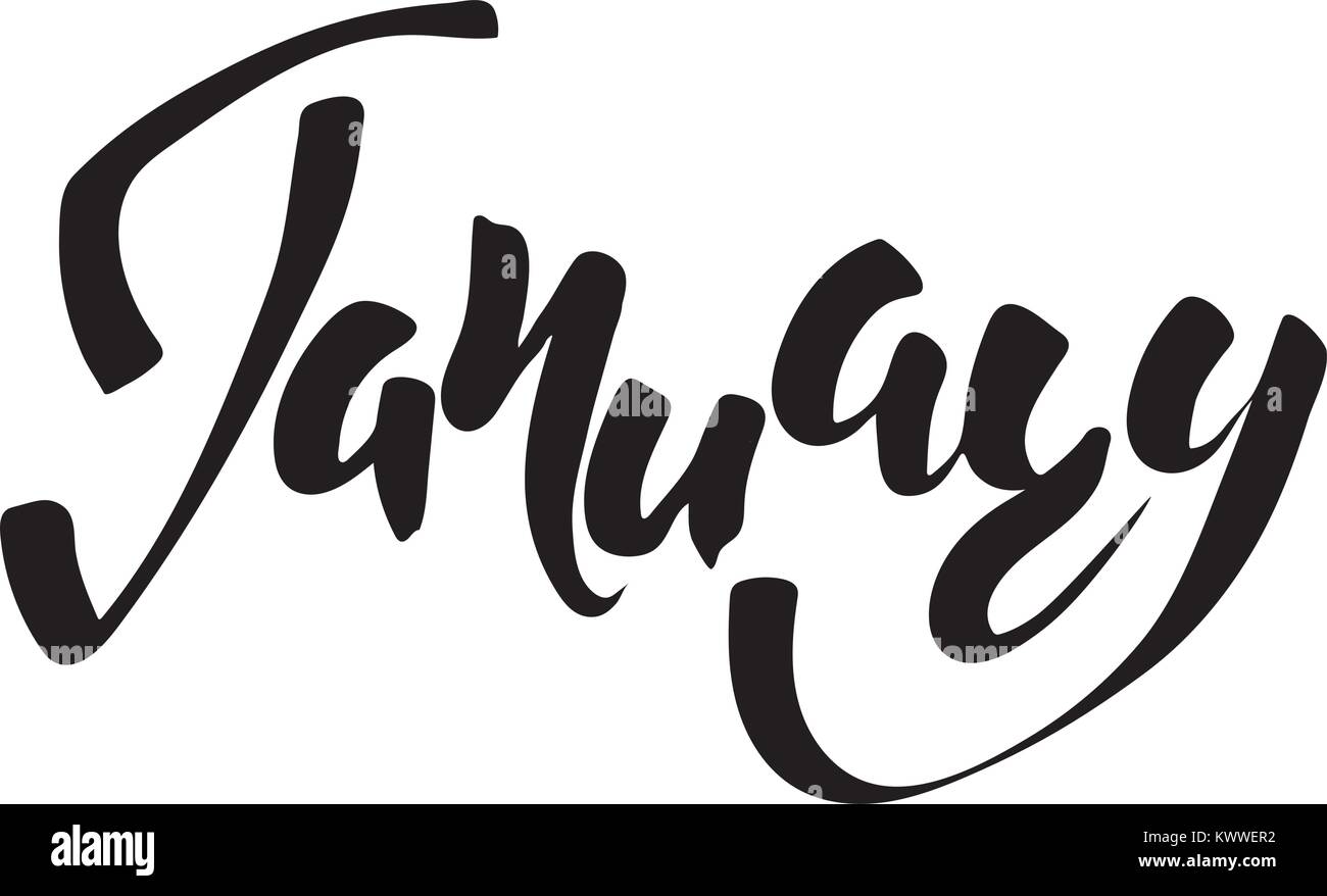 Januar Monat - hand Schriftzug Inschrift zu entwerfen, schwarze und ...
