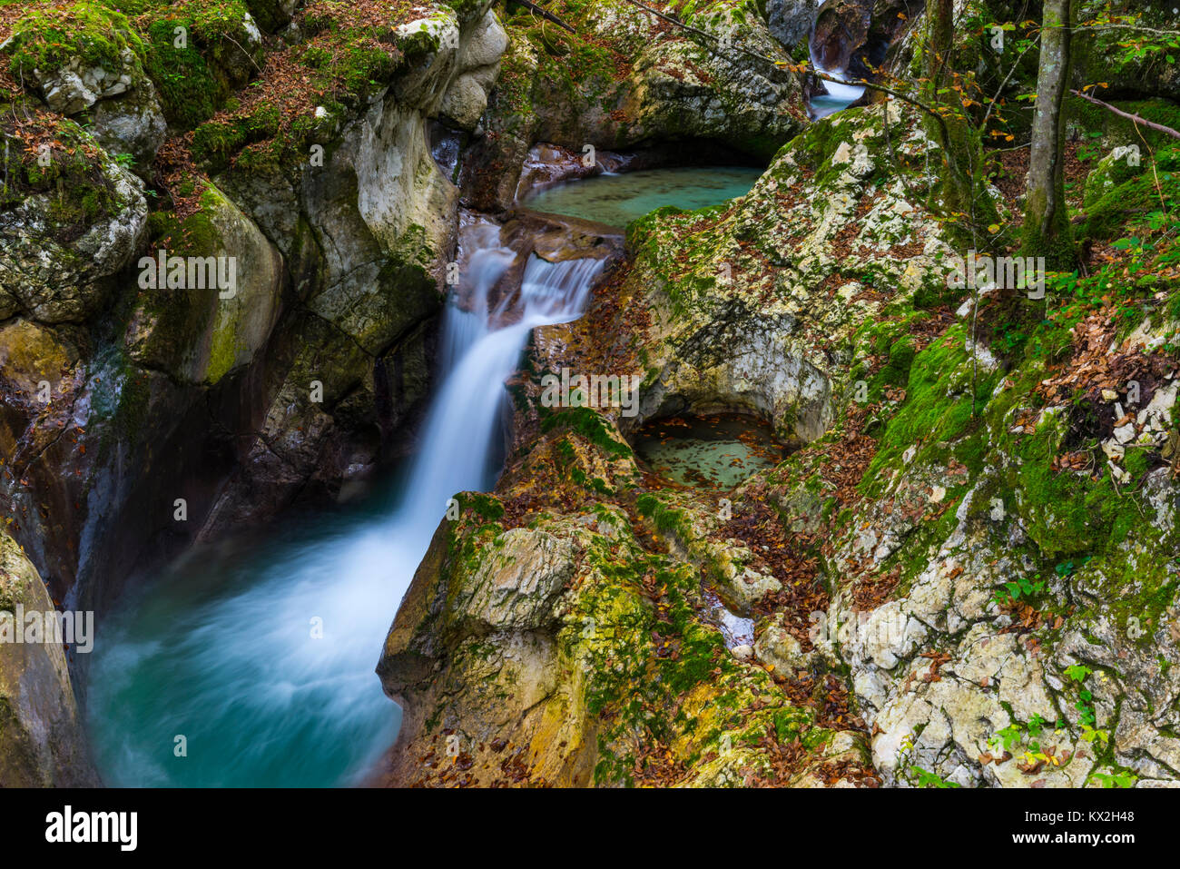 Große Soca Schlucht, der Fluss Soca, lepena Tal, die Julischen Alpen ...
