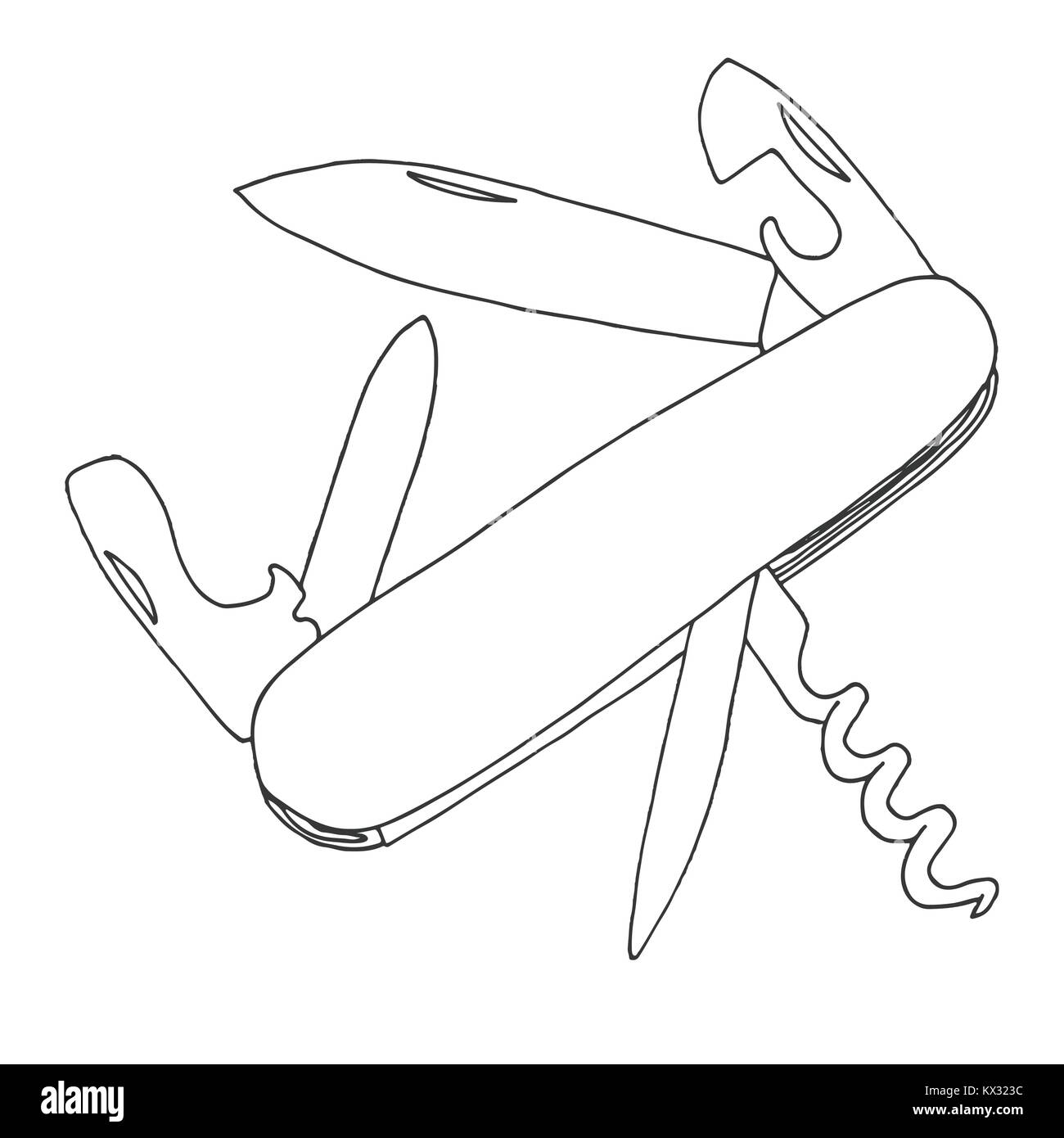 Skizze eines Messers. Vector Illustration. Auf weissem Hintergrund ...