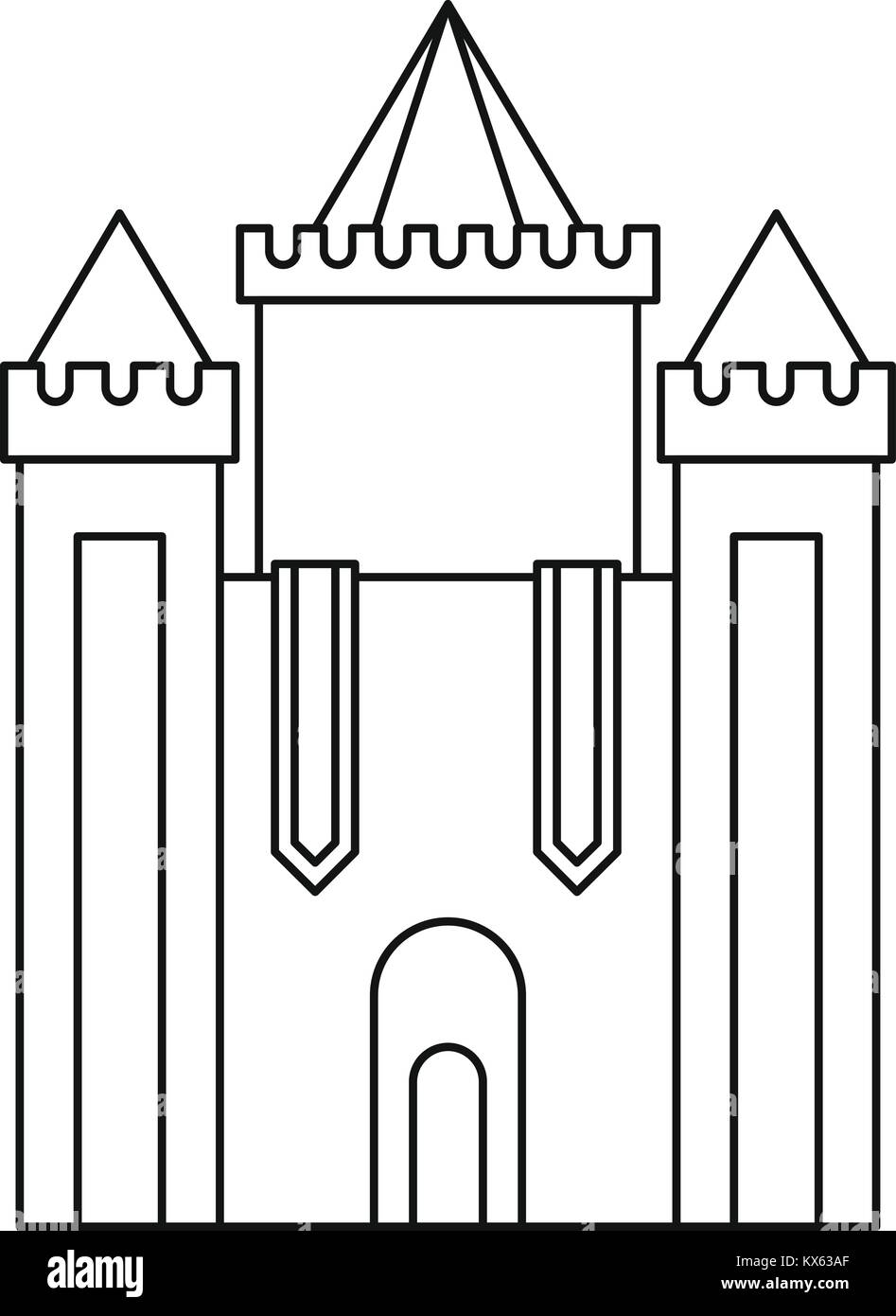 Mittelalterliche Burg Symbol, outline Style Stock-Vektorgrafik - Alamy