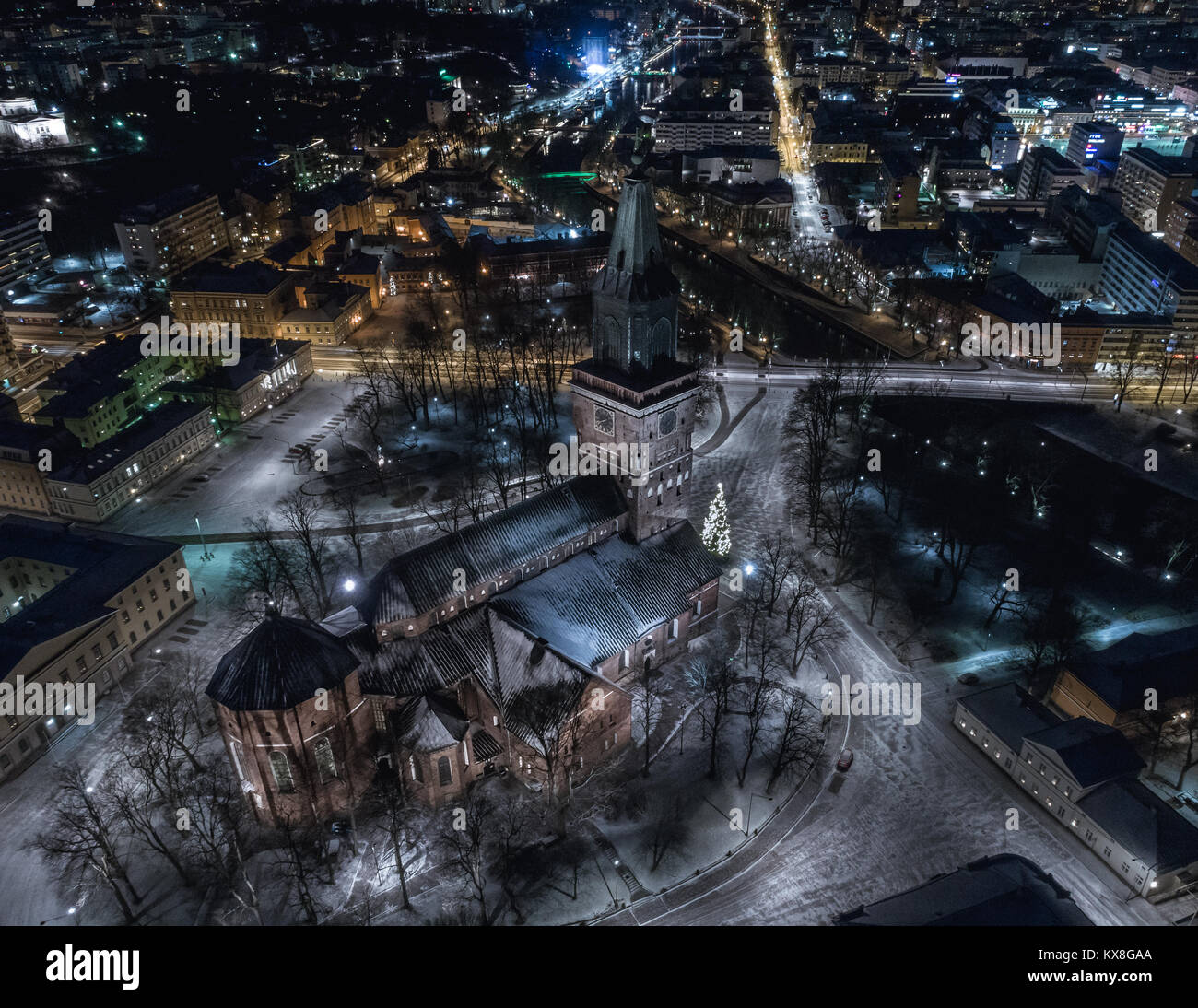 Turku, Finnland - 7. Januar 2018 - Hohe winkel Luftaufnahme der ...