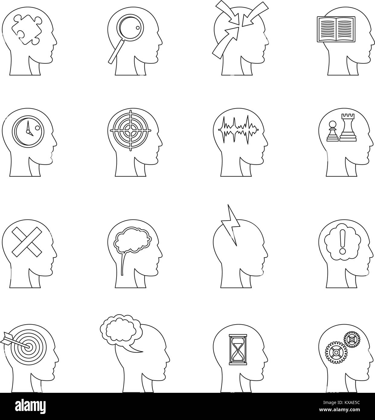 Kopf Logos Symbole gesetzt, outline Style Stock-Vektorgrafik - Alamy