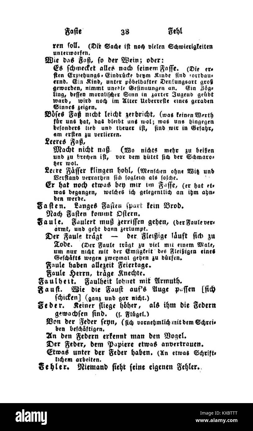 Ein Eintrag aus Wageners Sprichwörter-Lexikon, einem deutschen ...