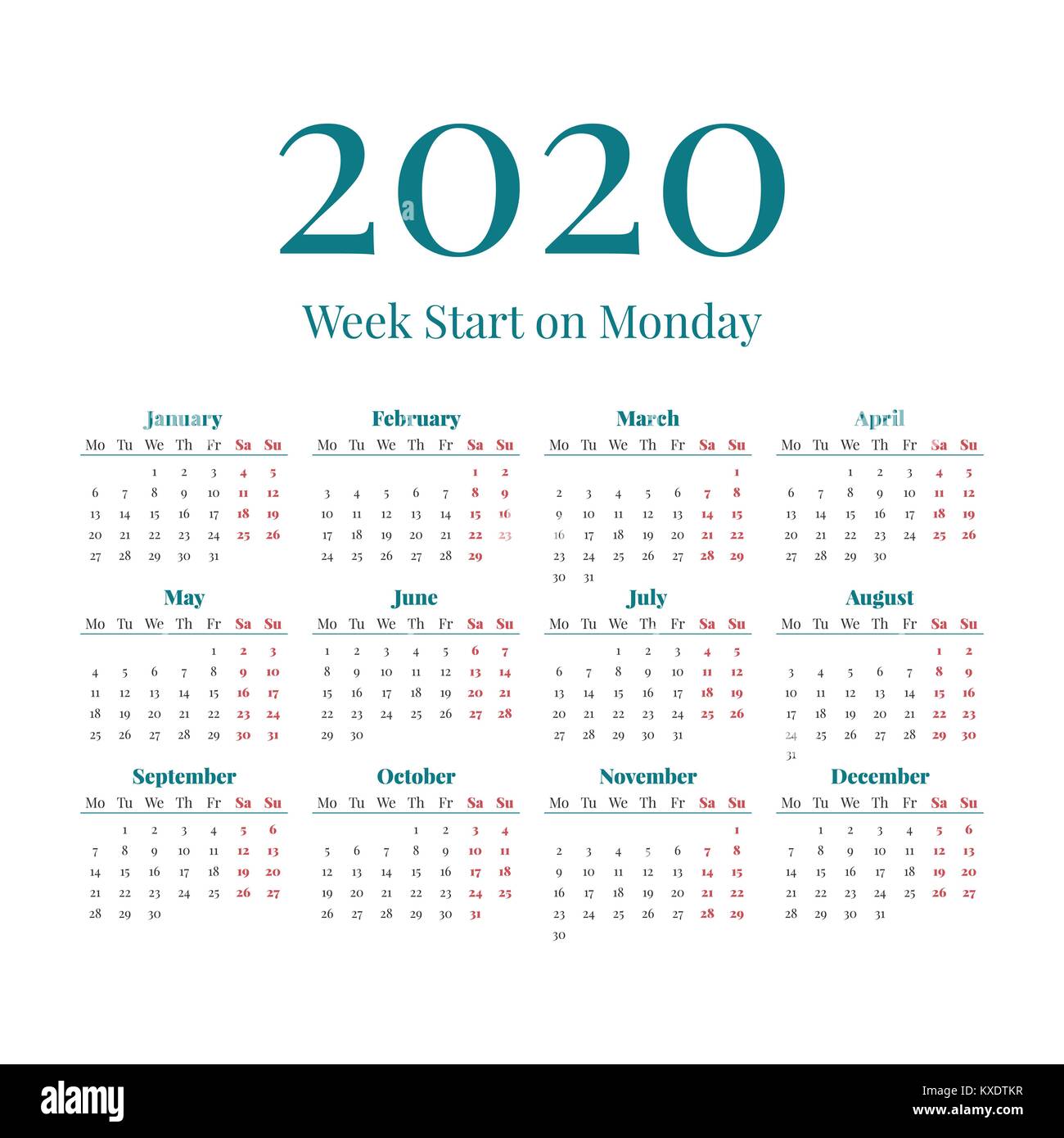 Kalender 2020 Stockfotos & Kalender 2020 Bilder - Alamy