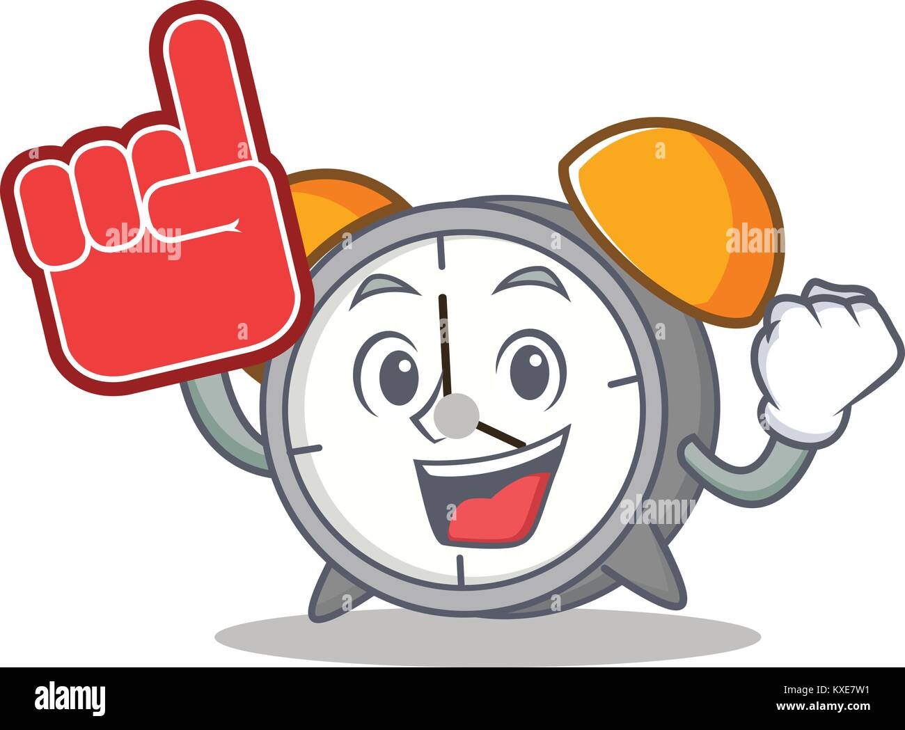 Schaum finger Wecker Maskottchen Karikatur Stock-Vektorgrafik - Alamy