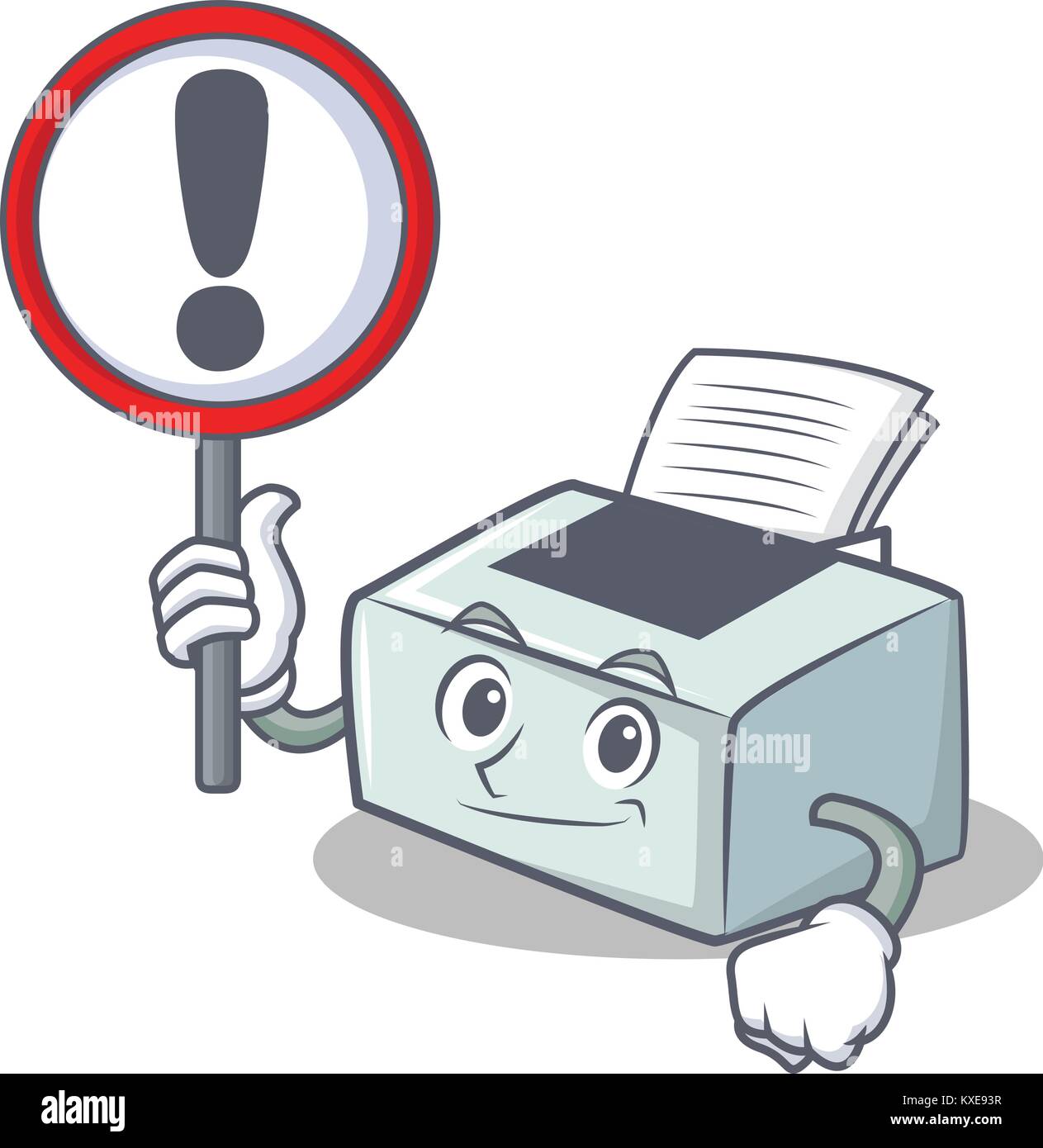 Mit Vorzeichen Drucker Charakter Cartoon Stil Stock-Vektorgrafik - Alamy
