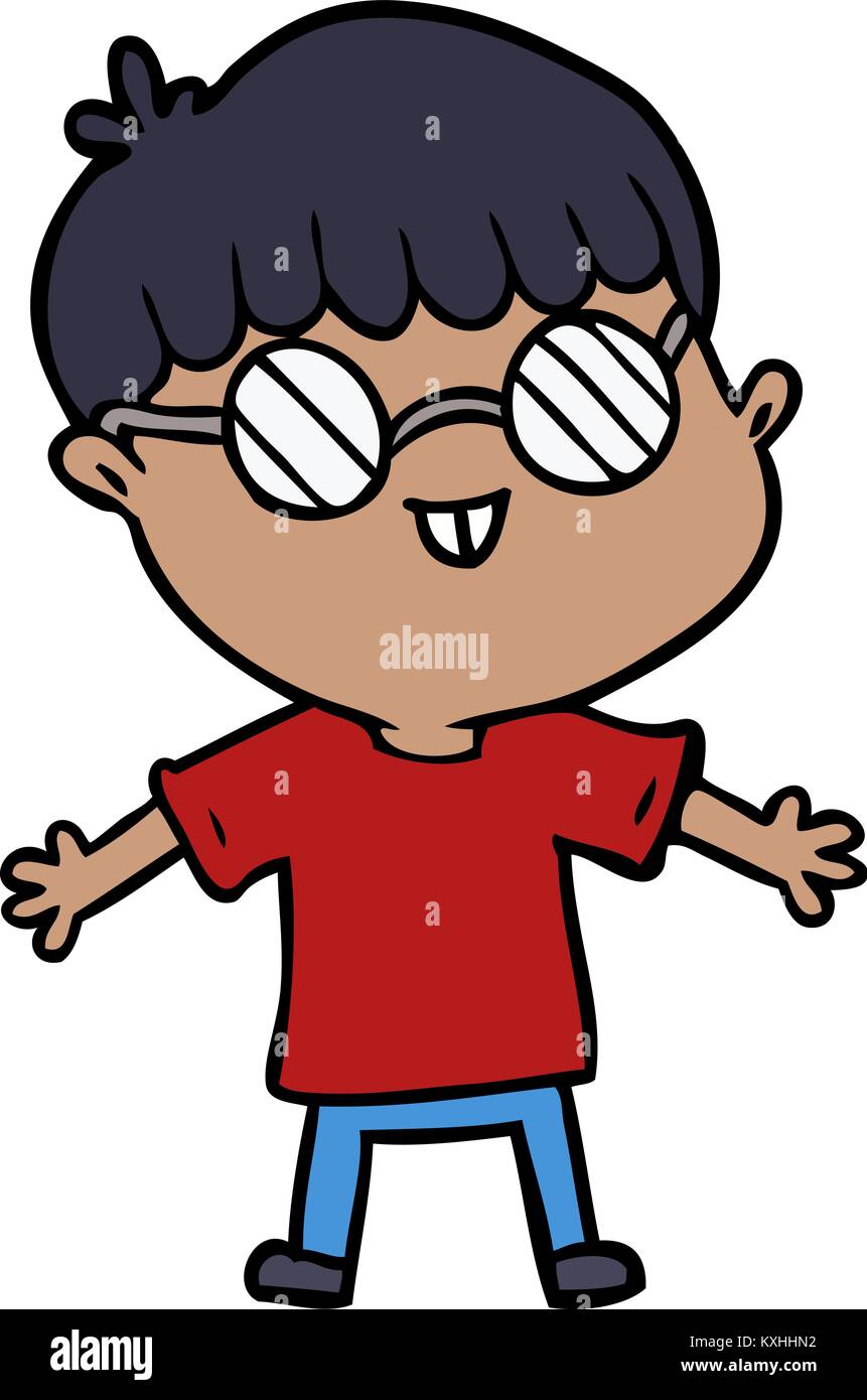 Cartoon boy Brille tragen Stock-Vektorgrafik - Alamy