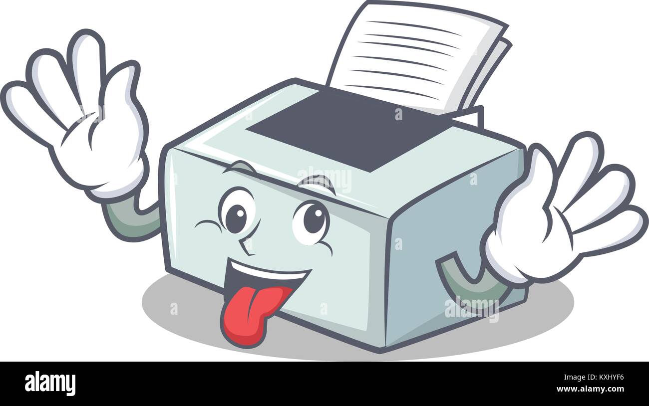 Crazy Drucker Maskottchen Cartoon Stil Stock-Vektorgrafik - Alamy