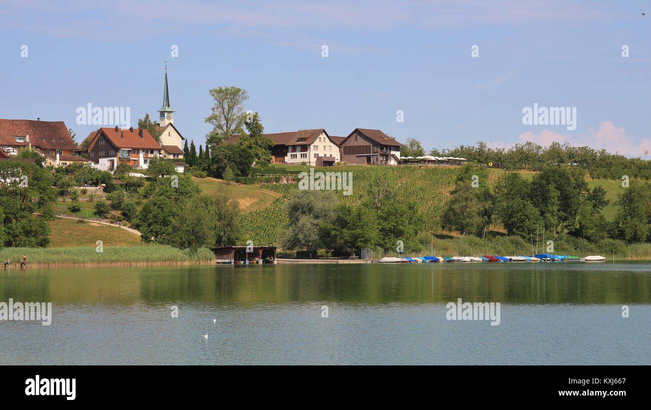 Kleines Dorf Seegraeben im Sommer. Idyllischer Ort im Kanton Zürich ...
