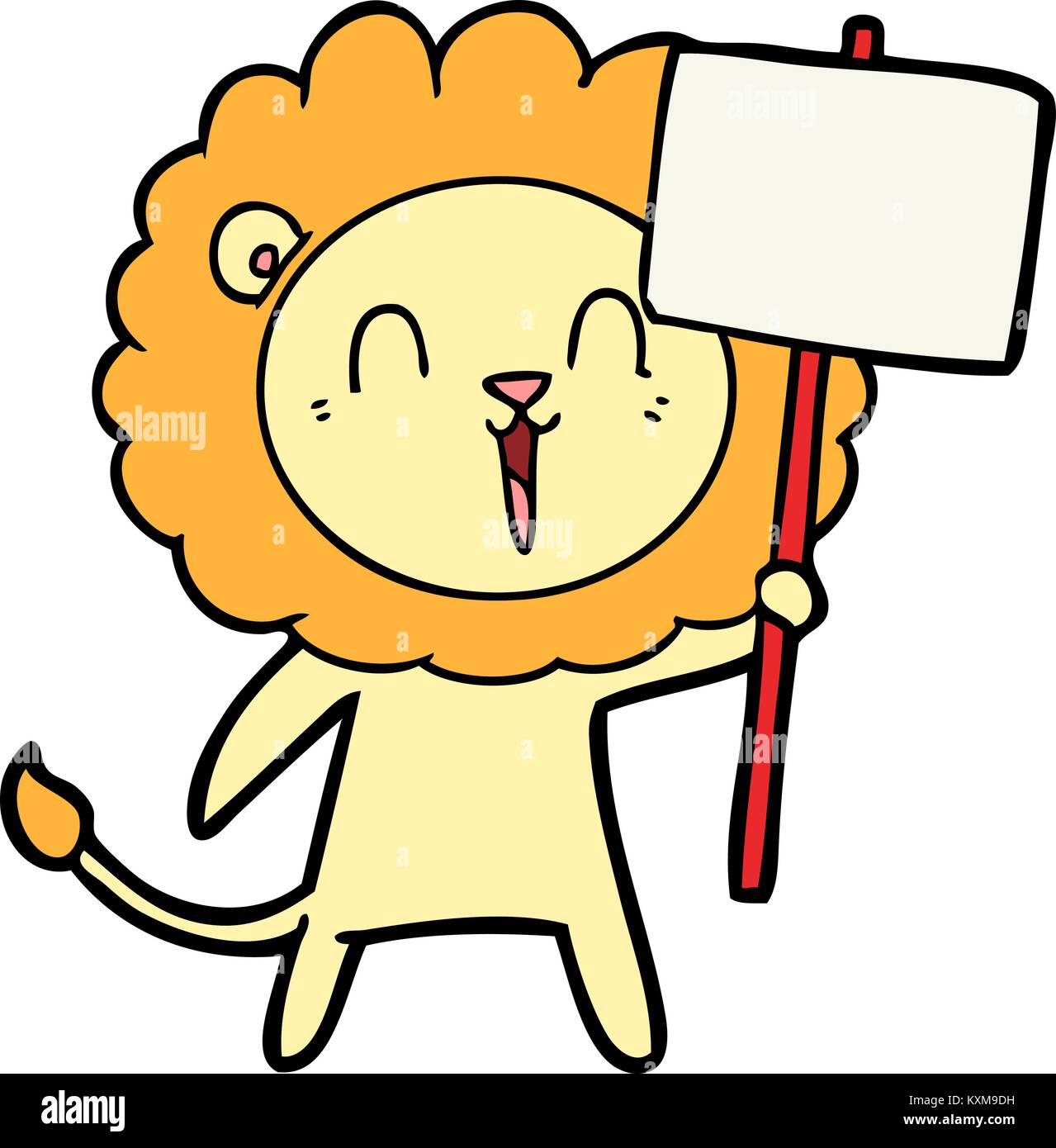 Lachender Löwe cartoon mit Plakat Stock-Vektorgrafik - Alamy