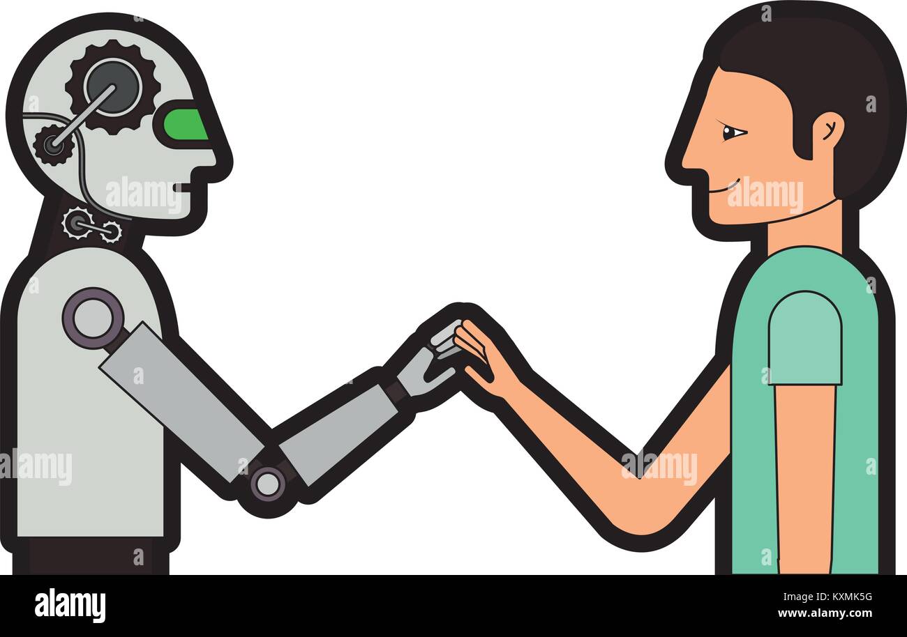 Humanoide Roboter und Person Profile Stock-Vektorgrafik - Alamy