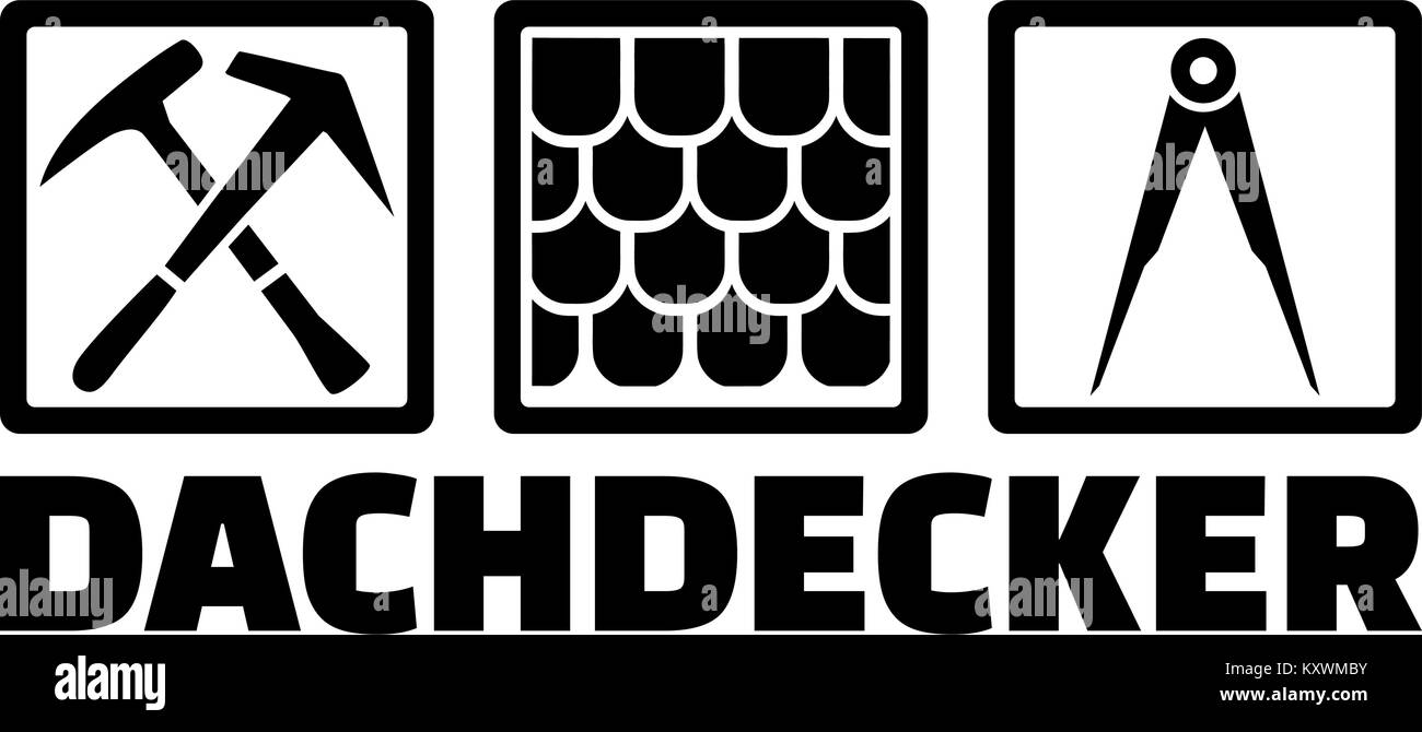 Symbole für Dachdecker mit gekreuzten Dach-, Wand- und Trennwände und ...